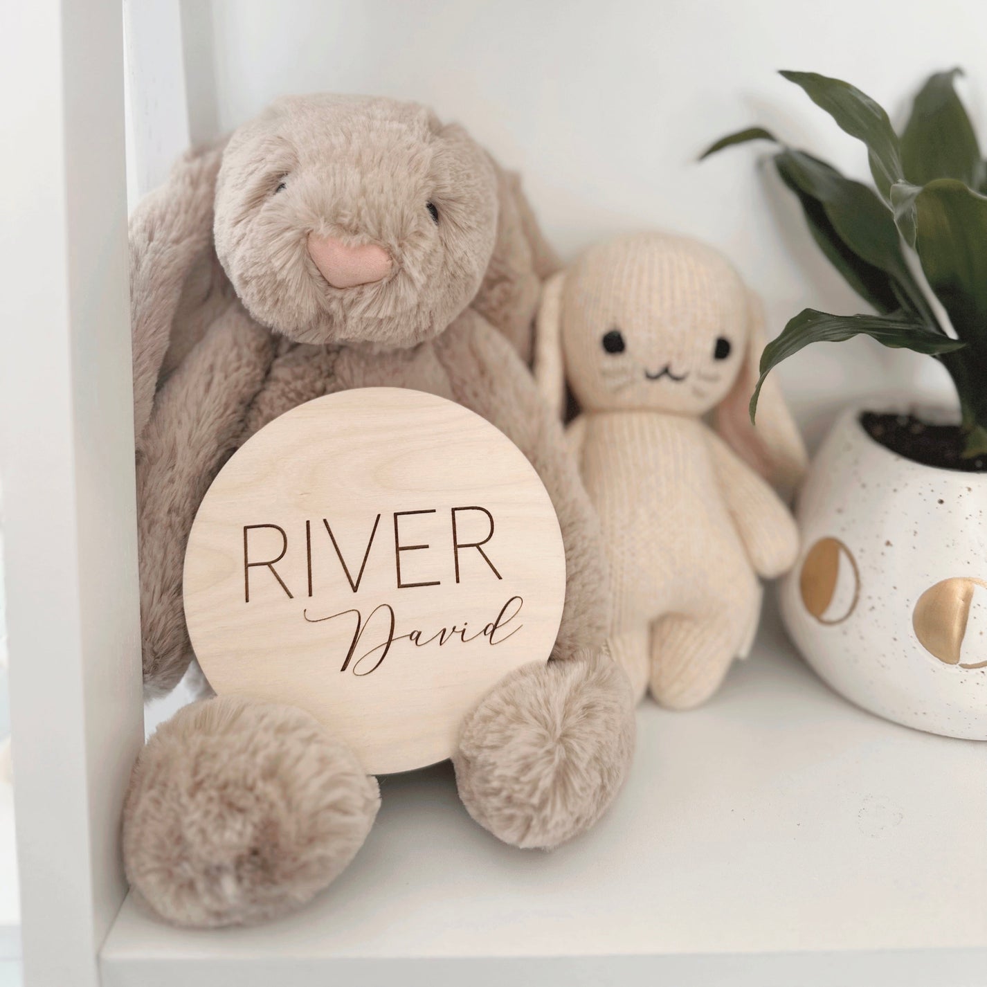 Boy Name Announcement Round Plaque – Timberwood Designs